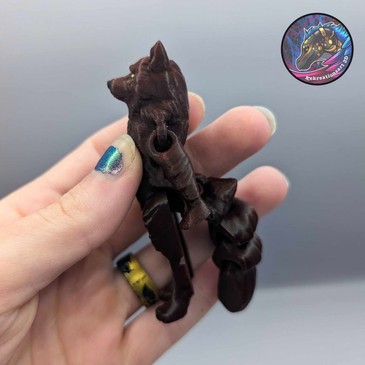 3D Printable Flexi Mini and Tiny Werewolf Keychain by Kirsten M