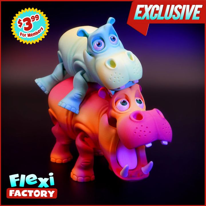 3D Printable Exclusive: Flexi Factory Hippo by Flexi Factory