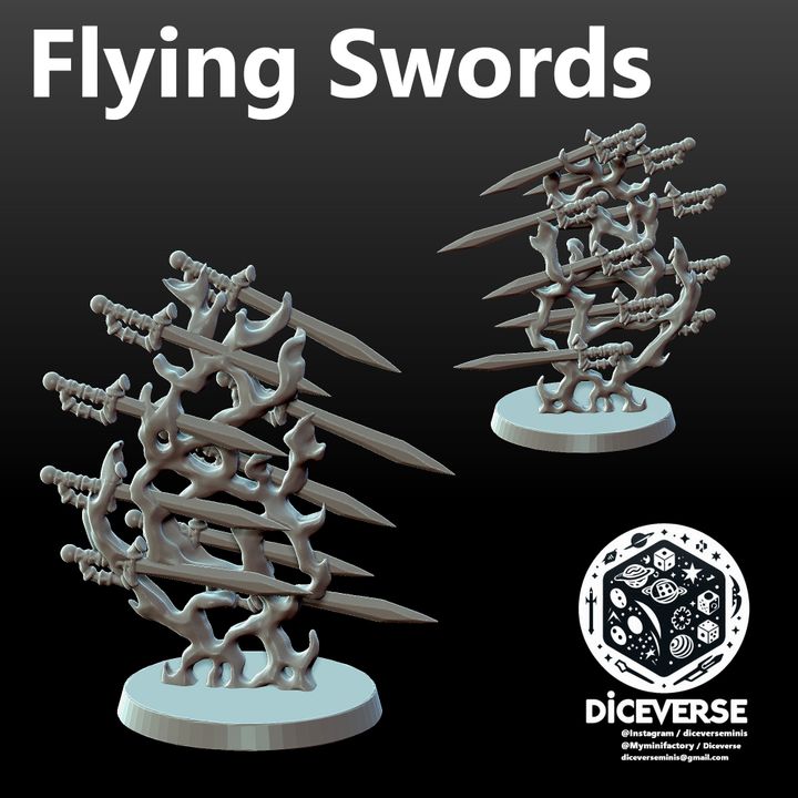 3D Printable Unending Spell: Flying Swords by Diceverse