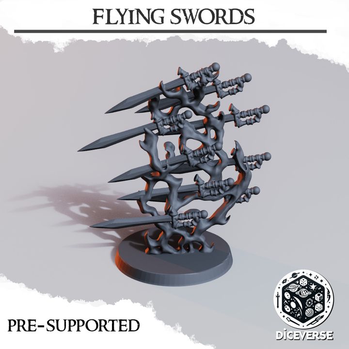 3D Printable Unending Spell: Flying Swords by Diceverse