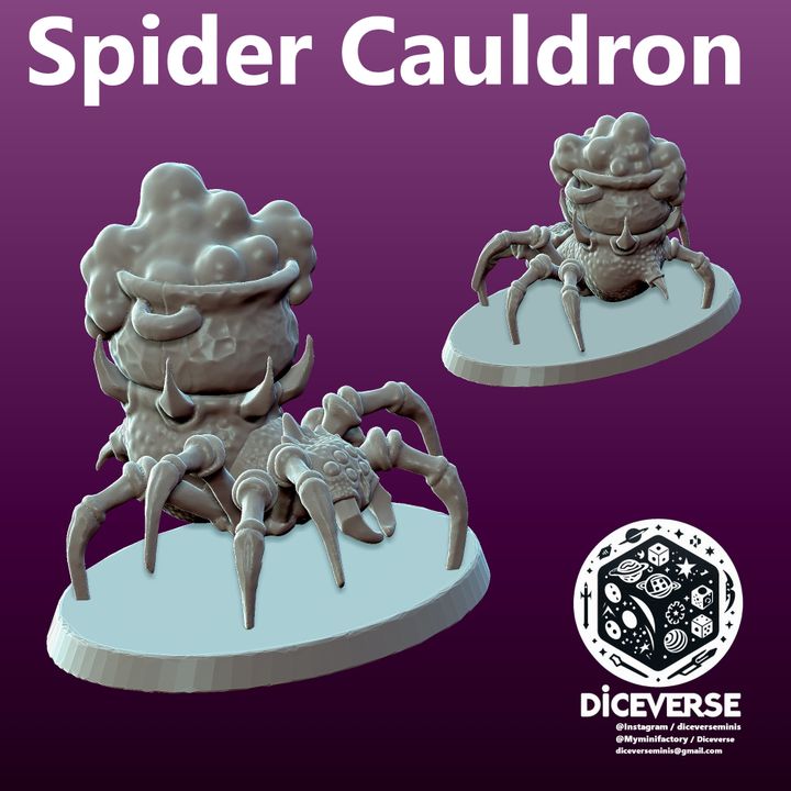 3D Printable Goblin Spell: Spider Cauldron by Diceverse