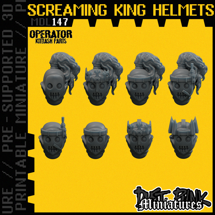 3D Printable MDL147 SCREAMING KINGS HELMETS [PRE-SUPPORTED] by Django OCP