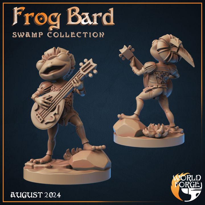 3D Printable Swamp Frog Bard by World Forge Miniatures