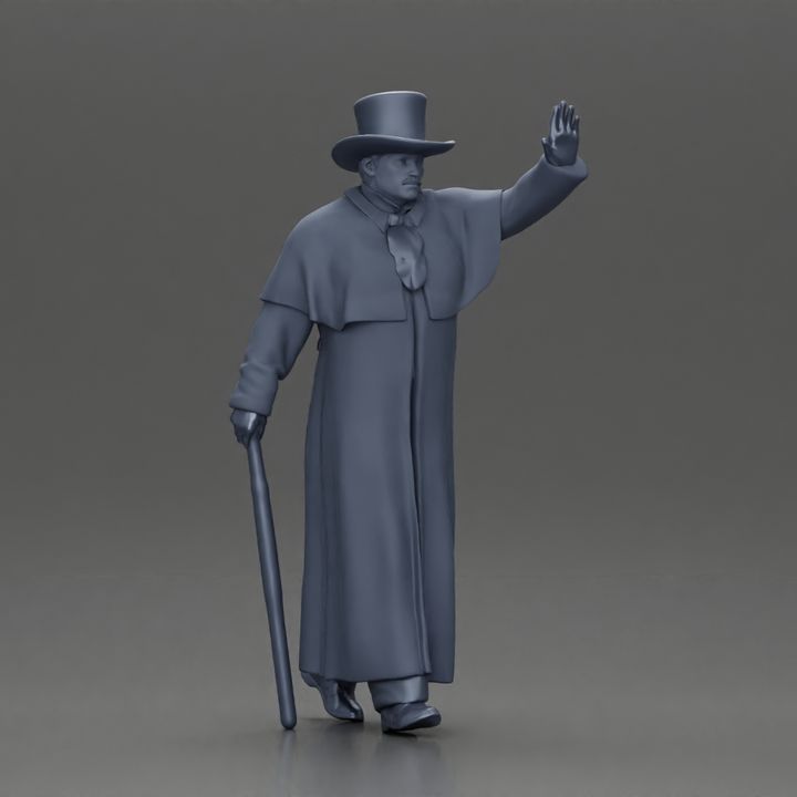 3D Printable man in long coat, resembling a mafia boss walking by ...