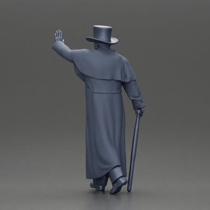 3D Printable man in long coat, resembling a mafia boss walking by ...