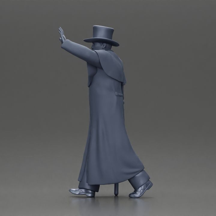 3D Printable man in long coat, resembling a mafia boss walking by ...