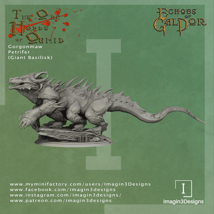 3D Printable Gorgonmaw Petrifier (Giant Basilisk) by Imagin3Designs
