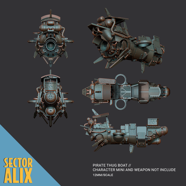 3D Printable SECTOR AL-IX Pirate Thug Boat by Bishok