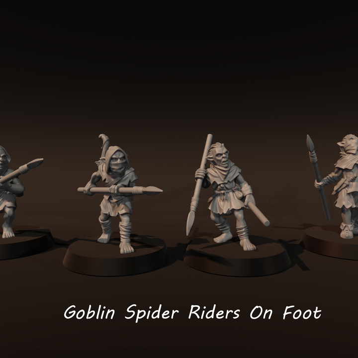 3D Printable Goblin Spider Riders On Foot by Medbury Miniatures