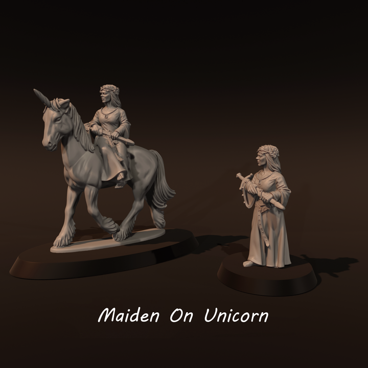 3D Printable Maiden On Unicorn by Medbury Miniatures