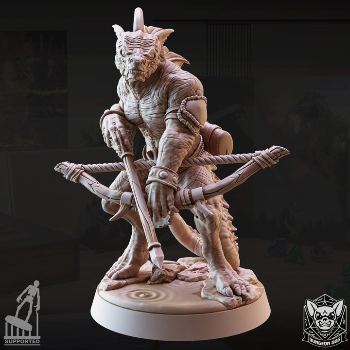 3D Printable Lizard Folk - D by Dungeon Dog