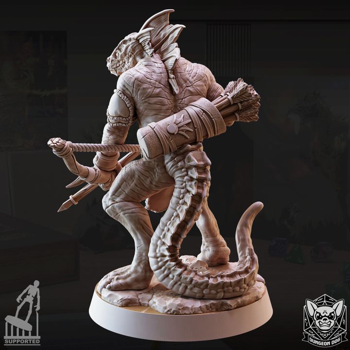 3D Printable Lizard Folk - D by Dungeon Dog