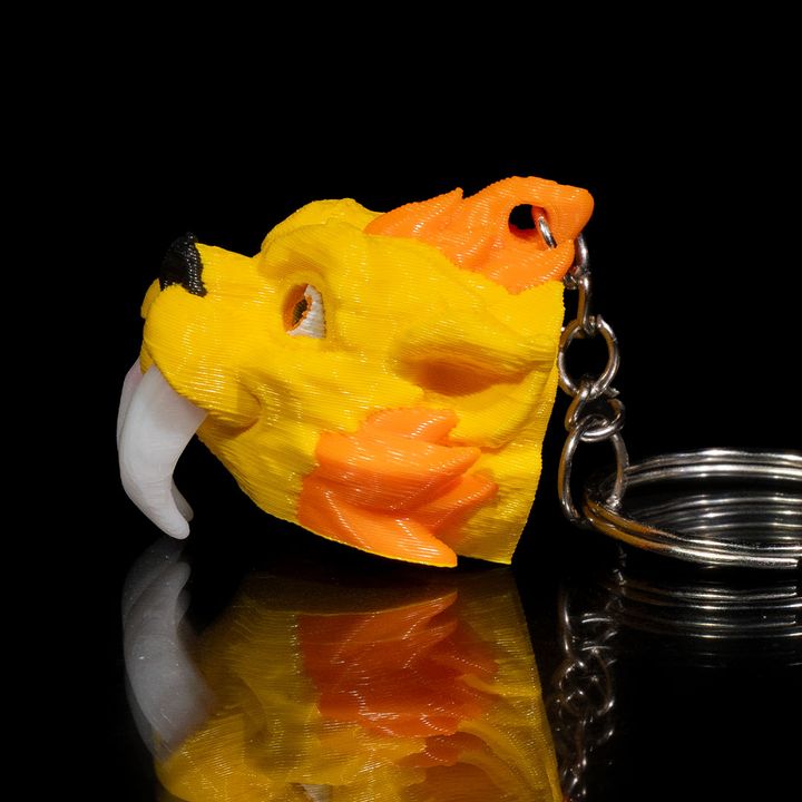3D Printable Saber Toothed Tiger Keychain by Stlflix