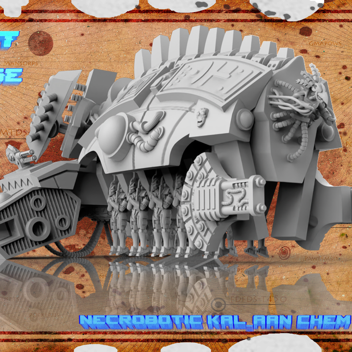 3D Printable Necrobotic Kal'aan Chem war boat by BattleCat Miniatures SIFI