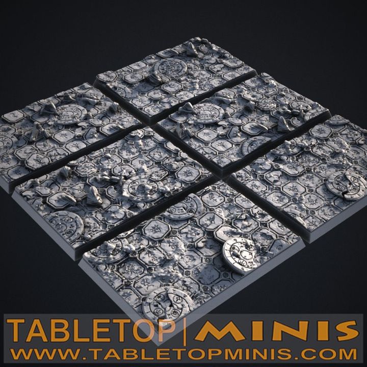 3D Printable Ancient Ruins 75x50mm Rectangular Bases by TableTopMinis