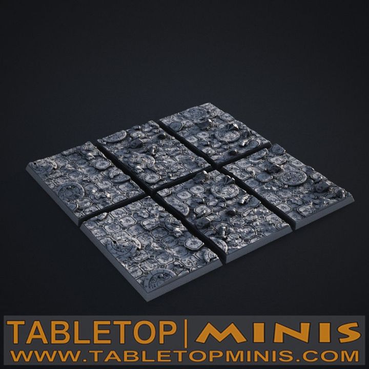 3D Printable Ancient Ruins 75x50mm Rectangular Bases by TableTopMinis
