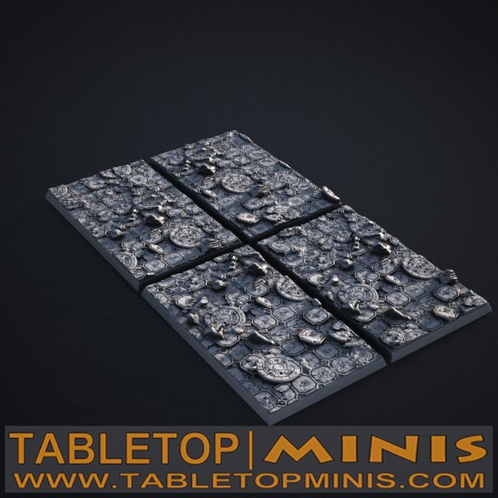 3D Printable Ancient Ruins 100x60mm Rectangular Bases by TableTopMinis