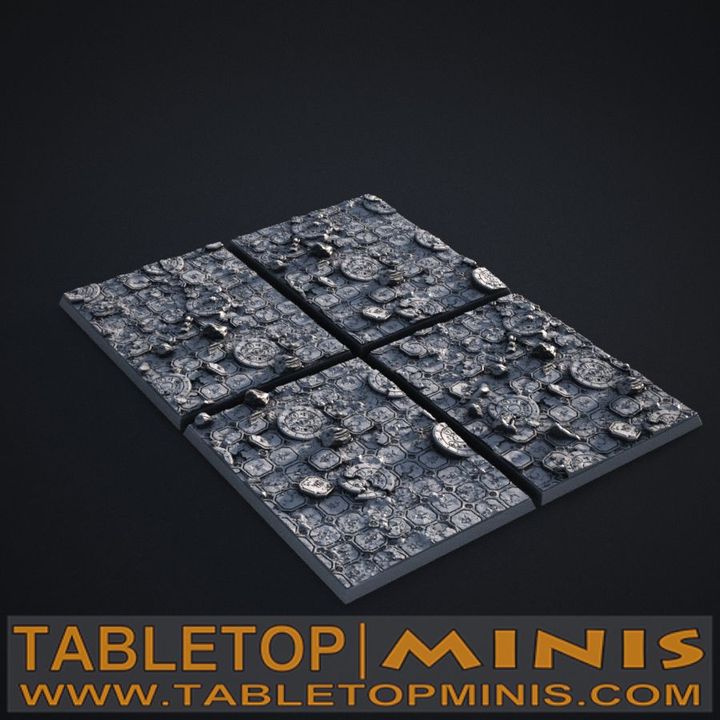 3D Printable Ancient Ruins 100x75mm Rectangular Bases by TableTopMinis