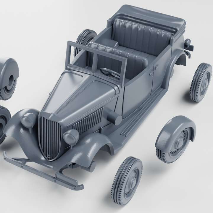 3D Printable Fiat 518 Mazur Cabrio (5 seats) (Poland, WW2) by Wargame3d