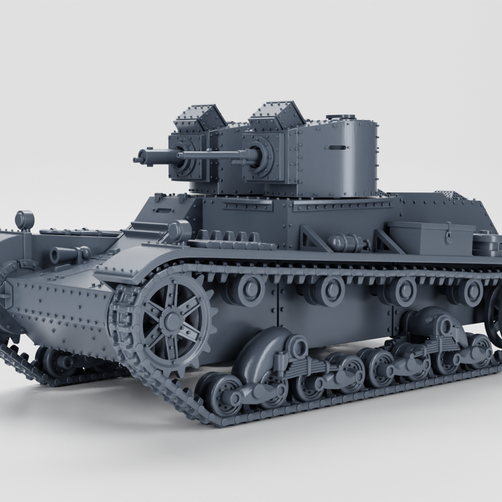 3D Printable Light Tank 7TP dw (twin turret) (Poland, WW2) by Wargame3d