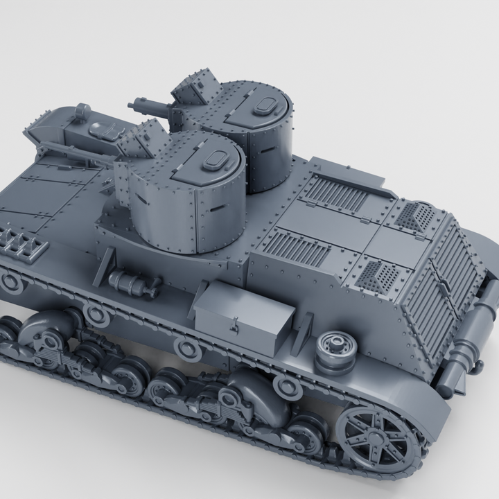 3D Printable Light Tank 7TP dw (twin turret) (Poland, WW2) by Wargame3d
