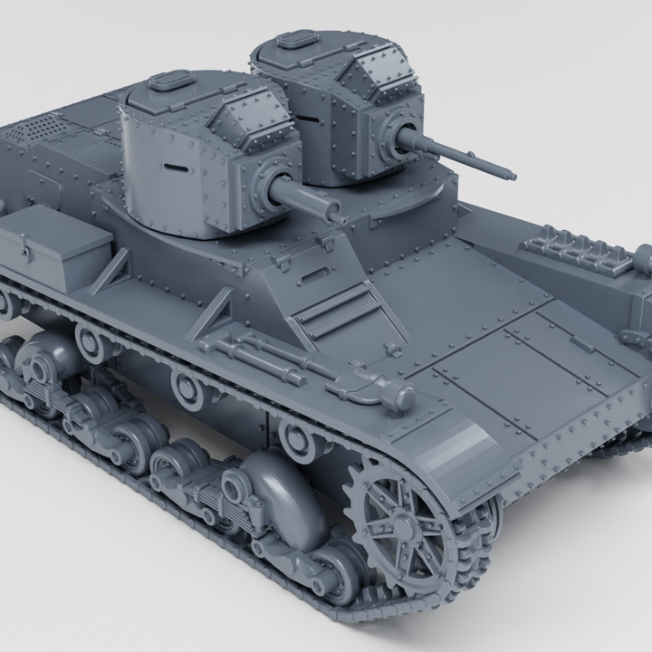 3D Printable Light Tank 7TP dw (twin turret) (Poland, WW2) by Wargame3d