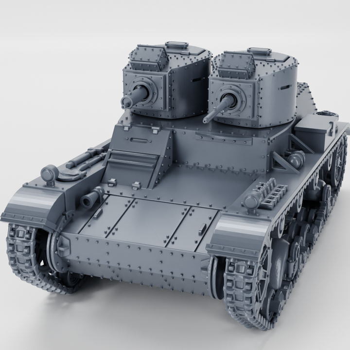 3D Printable Light Tank 7TP dw (twin turret) (Poland, WW2) by Wargame3d