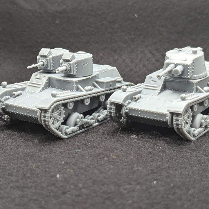 3D Printable Light Tank 7TP dw (twin turret) (Poland, WW2) by Wargame3d