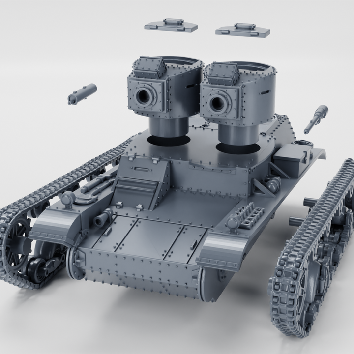 3D Printable Light Tank 7TP dw (twin turret) (Poland, WW2) by Wargame3d