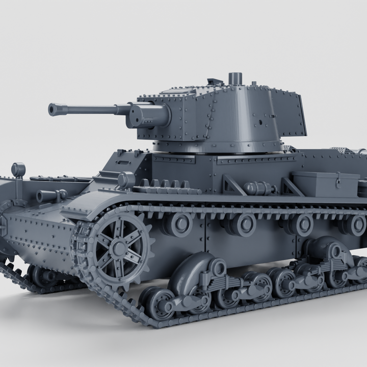 3D Printable Light Tank 7TP jw (single turret) (Poland, WW2) by Wargame3d