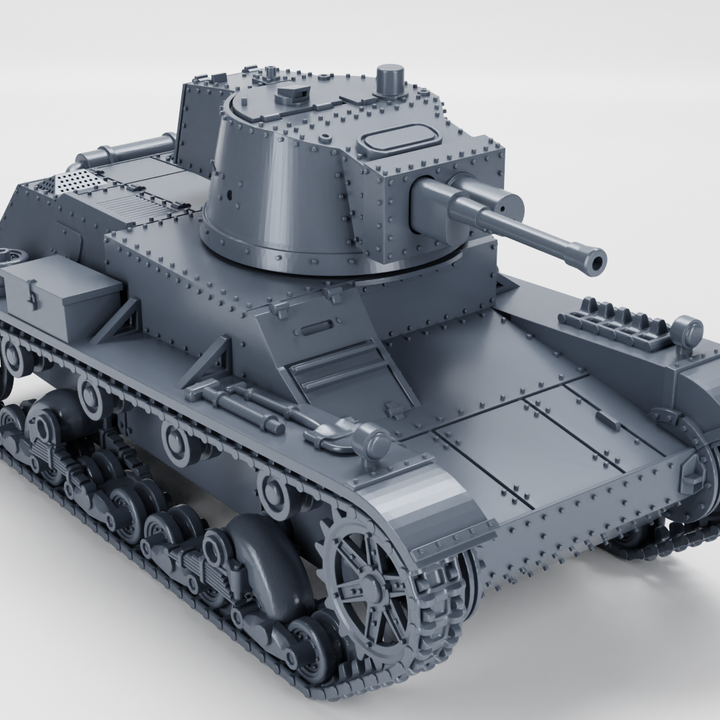 3D Printable Light Tank 7TP jw (single turret) (Poland, WW2) by Wargame3d
