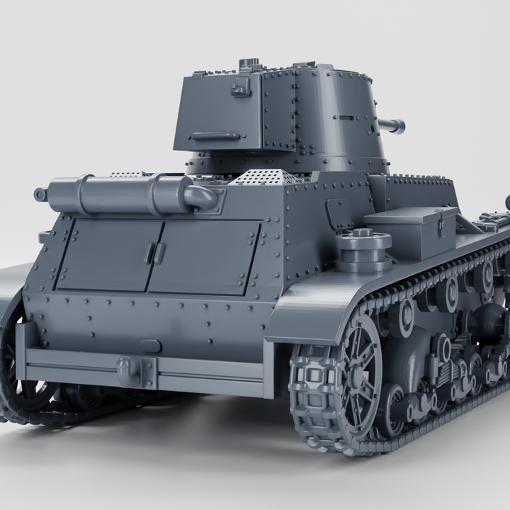3D Printable Light Tank 7TP jw (single turret) (Poland, WW2) by Wargame3d
