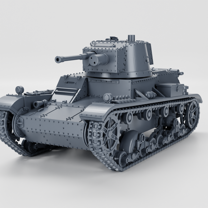 3D Printable Light Tank 7TP jw (single turret) (Poland, WW2) by Wargame3d