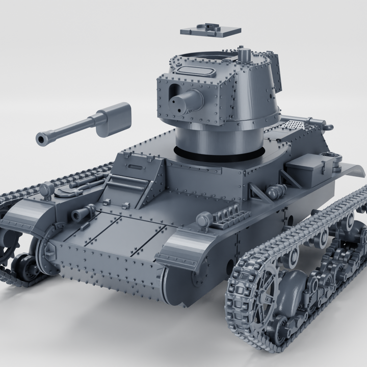 3D Printable Light Tank 7TP jw (single turret) (Poland, WW2) by Wargame3d