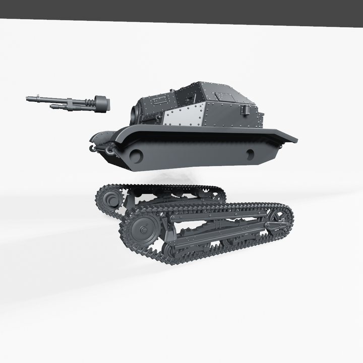 3D Printable Tankette TKS with 2 optional machine guns (Poland, WW2) by ...