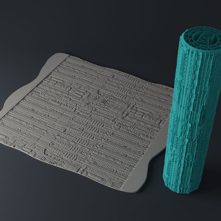 3D Printable DnD Terrain Texture Rollers – Scifi by 3Demon