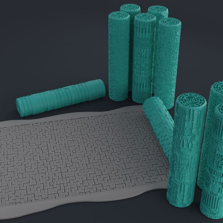 3D Printable DnD Terrain Texture Rollers – Scifi by 3Demon