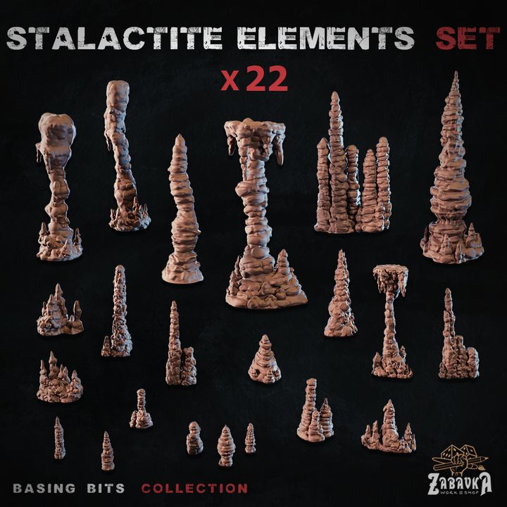 3D Printable Stalactite elements - Basing Bits by Zabavka Workshop
