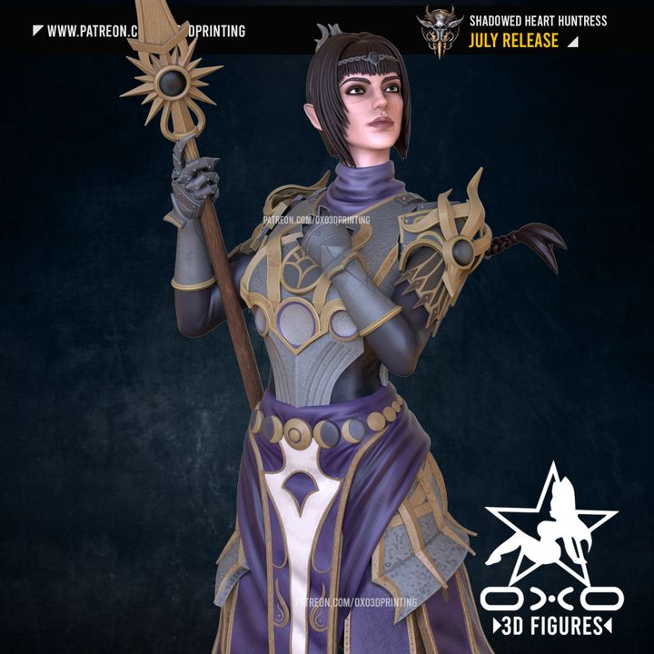 3D Printable Shadowed Heart Huntress Tabletop Miniature by OXO3D Figures