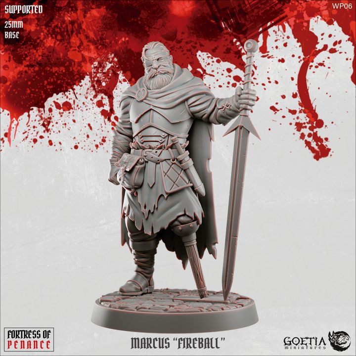 3D Printable Veteran Mercenary | Marcus Fireball by Goetia Miniatures