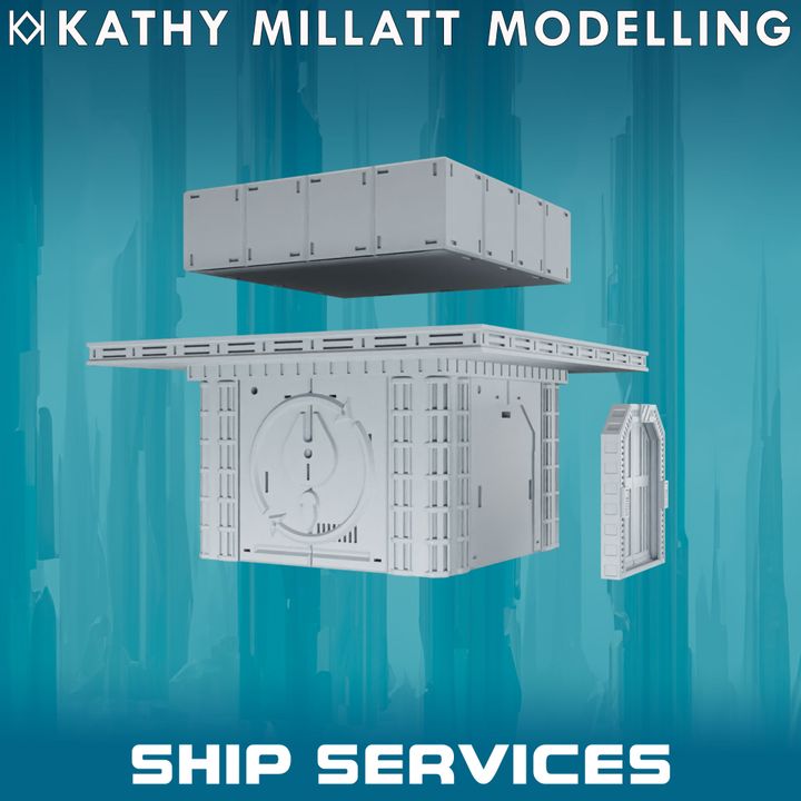 3D Printable Ship Services Building - Modular or Easy Print Complete ...