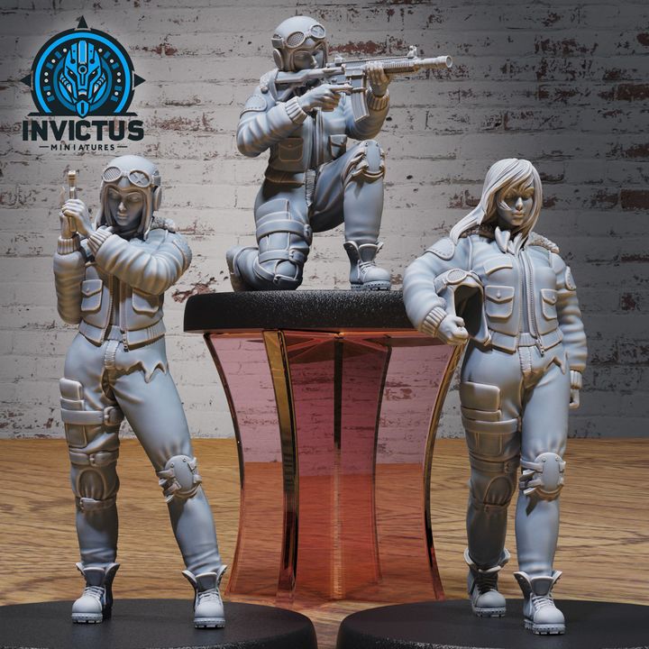 3D Printable Aviator Girl Set / Air Soldier / Flying Human / Female ...