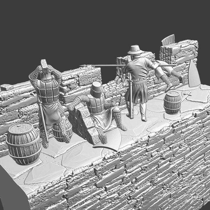 3D Printable Medieval castle wall defense diorama by Northern Crusades ...
