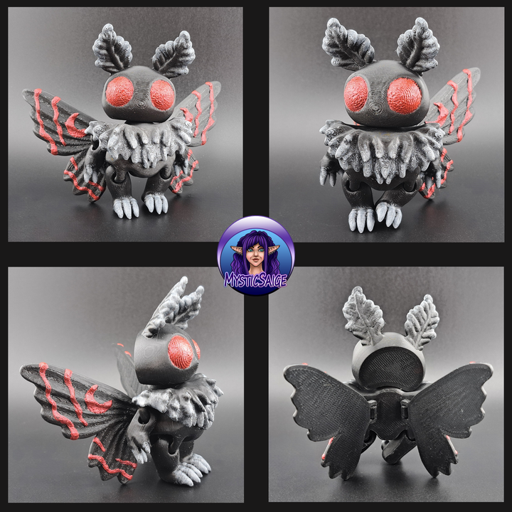 3D Printable Chibi Cryptids - Mothman by MysticSaige