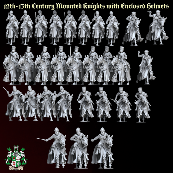 3D Printable 12th-13th Century Mounted Knights with Enclosed Helmets ...