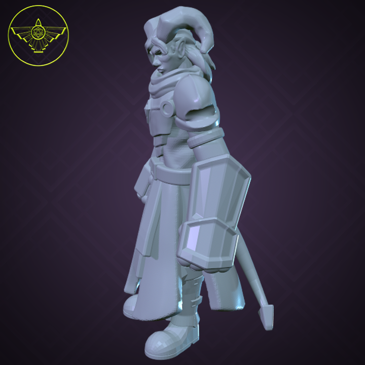 3D Printable Ashe, Tiefling Enforcer by Art Crow Tabletop
