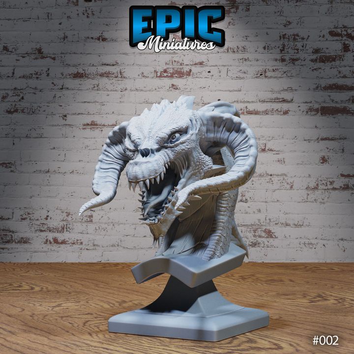 3D Printable Black Dragon Bust / Drake Decoration / Collectible Monster ...