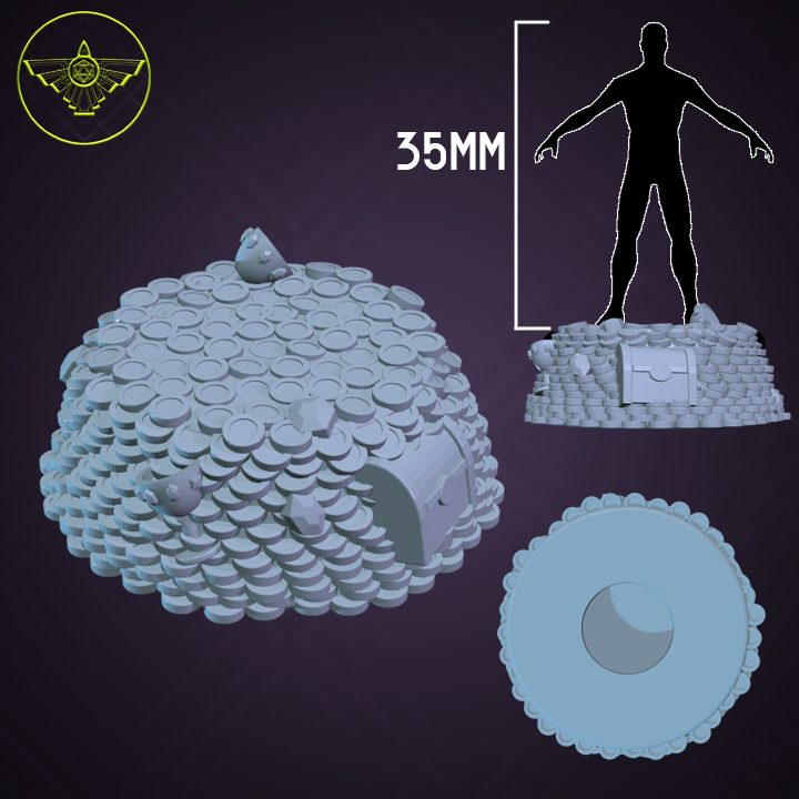 3D Printable Treasure Pile Base by Art Crow Tabletop