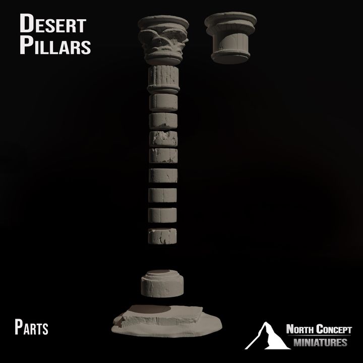 3D Printable Desert Pillars - Terrain by North Concept Miniatures