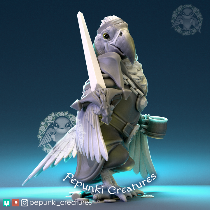 3D Printable Macaw pirate bird by Pepunki Creatures